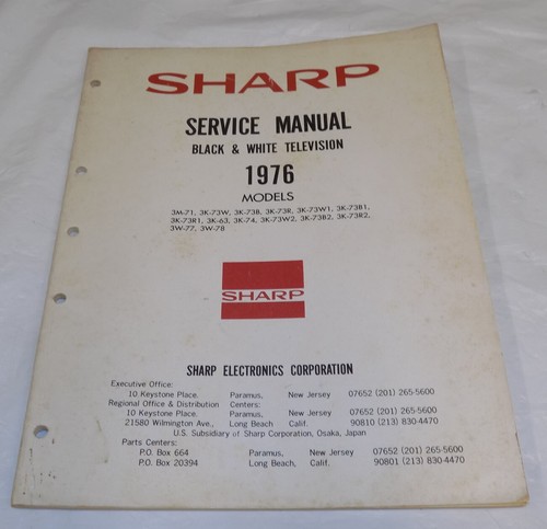 1976 SHARP ELECTRONICS Original Service Manual//BLACK & WHITE ...