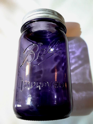 BALL PURPLE MASON JAR ~Antique WIDE MOUTH PRESTO Glass Lid ~ QUART ...