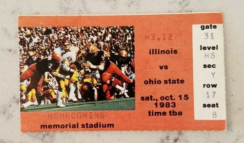 Illinois Ohio State Buckeyes Football Ticket Stub 10/15 1983 Thomas ...