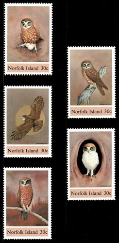 Norfolk Island 1984 - Boobook Owl - Set of 5 stamps - Scott 343a-e ...
