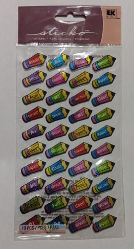 New Pack Scrapbook Stickers Sticko Reward Shiny PENCIL repeats A+ Good ...