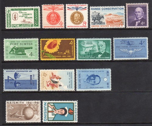 US 1961 Complete Commemorative Year Set of 14 - 1144, 1174-1190 - MNH ...