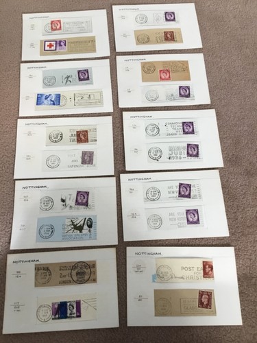 Vintage Joblot of Various Nottingham postmarks Stamps from 1936 onwards ...