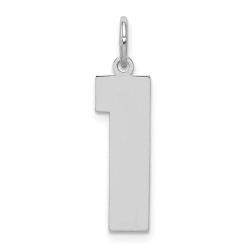 Sterling Silver Rhodium-plated Large Polished Number 1 Charm 0.4 x 1 in ...