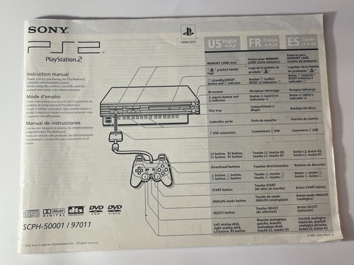 Sony Playstation 2 PS2 Fat System Console SCPH-50001 Instruction Manual ...