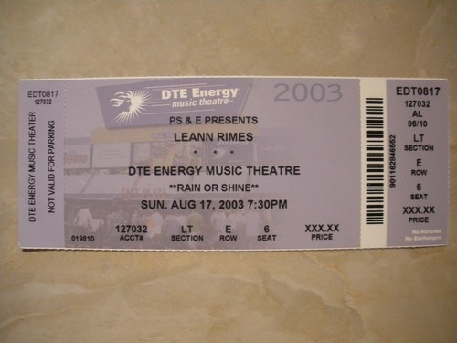 LEANN RIMES Concert Ticket Stub. Detroit, MI. 8-17-03 | eBay