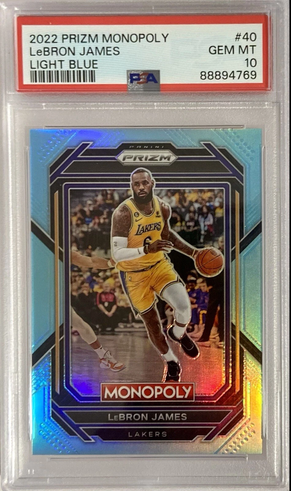 LeBron James 2022 Prizm Monopoly #40 Light Blue /199 PSA 10 Price Guide ...