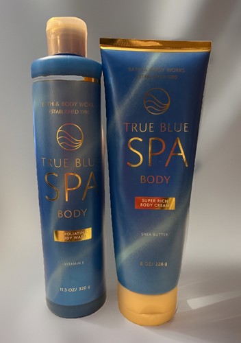 2 Pc Bath Body Works TRUE BLUE Spa Exfoliating Body Wash 11.3 Oz + Body ...