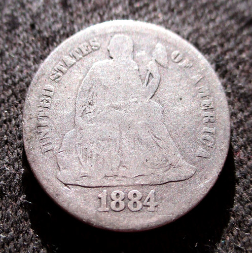 SILVER COIN UNITED STATES OF AMERICA 1884 "SEATED LIBERTY DIME ...