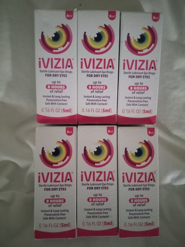 6x iVIZIA Sterile Lubricant Eye Drops for Dry Eyes, 0.16 fl oz 5ml Each ...