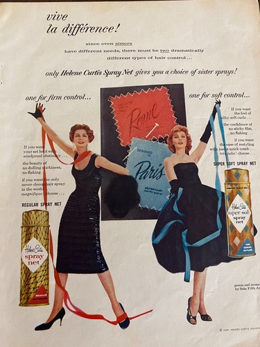 Helene Curtis Spray Net Hair Spray, Full Page Vintage Print Ad | eBay