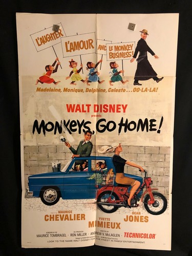 Monkeys Go Home 1967 One Sheet Movie Poster Walt Disney Maurice ...