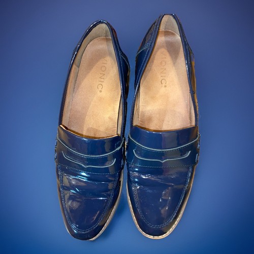 VIONIC Cheryl Blue Patent Leather Penny Loafer Slip on Shoes Women's US ...