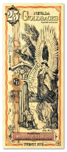 Nevada 25 Goldbacks Gold Polymer Note 1/40th Troy Oz 24KT Goldback .999 ...