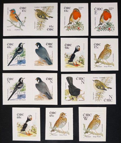 IRELAND 2001-4 BIRDS COMPLETE SET 15 VALUES SELF ADHESIVE EX BOOKLET ...