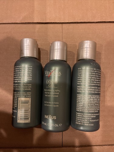 Nexxus Vitatress Liquid Gel – 3.3 oz Each. Lot of 3 Bottles. See ...