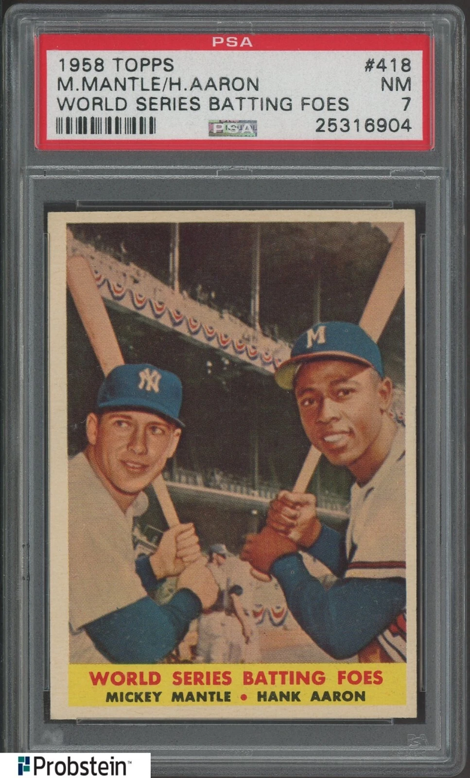 Mickey Mantle 1958 Topps #418 World Series Batting Foes (w/H. Aaron ...