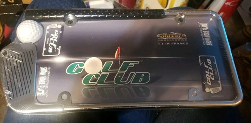 Chrome /Black Metal Golf Club Ball License Plate Frame Go Golfing Car ...
