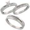 Sterling Silver .062 ct Genuine Diamond Trio His & Hers Wedding Band ...
