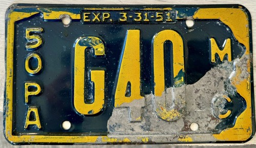 1950 Pennsylvania Motorcycle License plate | eBay