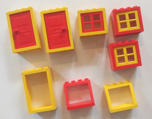 Lot of vintage LEGO windows and doors, yellow and red | eBay