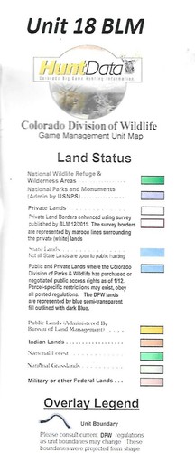 Hunting Map of Colorado, Colorado Unit 18, by HuntData Maps | eBay