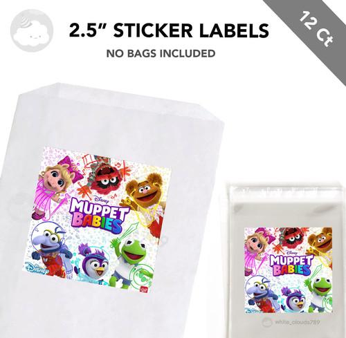 12 Muppet Babies 2.5" Sticker Labels for Bag Treat Box Birthday Party ...