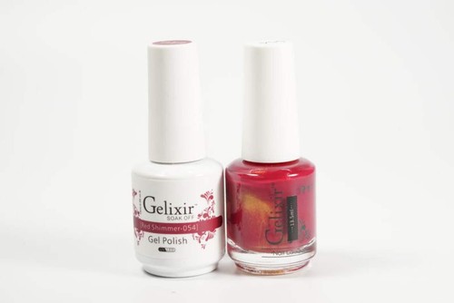 Gelixir Nail Polish Gel & Matching Lacquer Red Shimmer 1 PK #054 | eBay