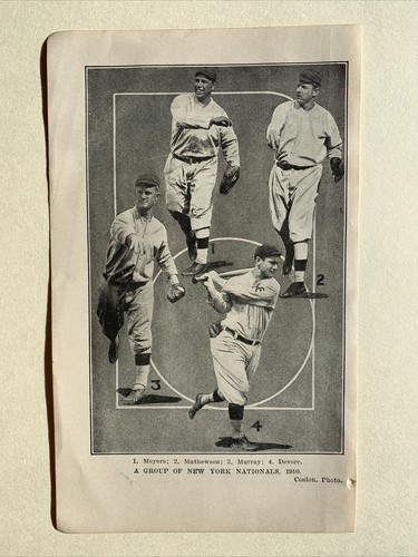 New York Giants Christy Mathewson Jack Meyers Red Murray 1910 Baseball ...