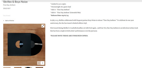 Skrillex & Boys Noize ‎– Fine Day Anthem Vinyl Record LIMITED EDITION ...