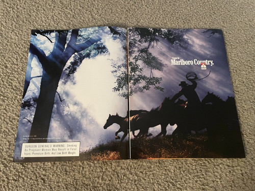 Vintage 1998 MARLBORO COUNTRY CIGARETTES RED Print Ad HORSES COWBOY ...
