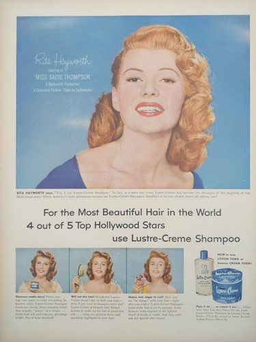1954 vintage Rita Hayworth in Miss Sadie Thompson Lustre Creme print ad ...