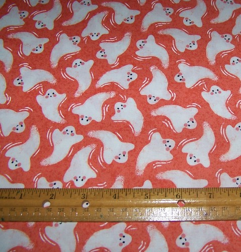 1 yd MODA Hey Boo WHITE GHOSTS on PUMPKIN ORANGE 100% Cotton Fabric ...
