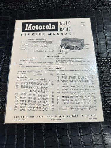 1950s/1960s MOTOROLA RADIO SERVICE MANUAL (M8517) AUTO CTA5 | eBay