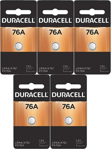 5x Duracell 76A 1.5V Alkaline Battery Replacement LR44,CR44,SR44,AG13 ...