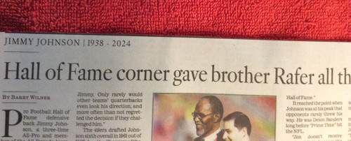 OBITUARY 1938 - 2024 JIMMY JOHNSON FOOTBALL HALL OF FAME 49ERS UCLA | eBay