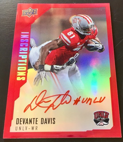 2015 Inscriptions Devante Davis Autograph “#UNLV” Red Refractor RC 2/ ...