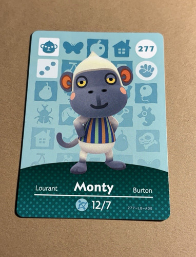 Monty - 277 - Series 3 - Animal Crossing Amiibo Card | eBay