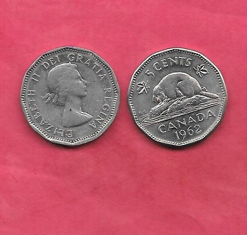 CANADA KM50A 1962 5 CENTS UNCIRCULATED-BU MINT-UNC OLD VINTAGE BEAVER ...