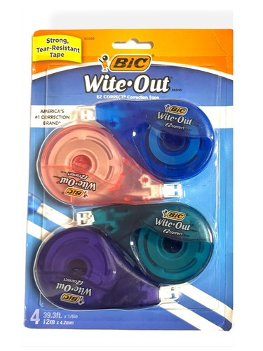 BIC White-Out Brand EZ Correct Correction Tape 4-Count Pack of White ...