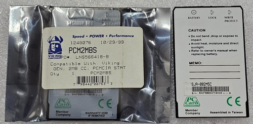 SRAM 2MB RAM Memory Storage Card Sealed SJA-002M5C ~ Pretec SN5002 - US ...