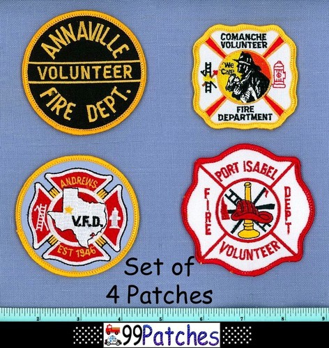 TEXAS VFD VOLUNTEER FIRE PATCH COLLECTION #1 Set Lot of 4 Patches PORT ISABEL+1A | eBay
