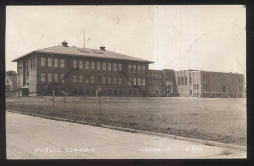 REAL PHOTO POSTCARD LOGAN IA/IOWA PUBLIC SCHOOLS CAMPUS BUILDINGS 1930 ...