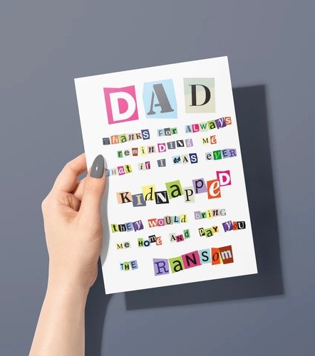 Funny Father’s Day Card – Kidnap Ransom Note Style | eBay UK