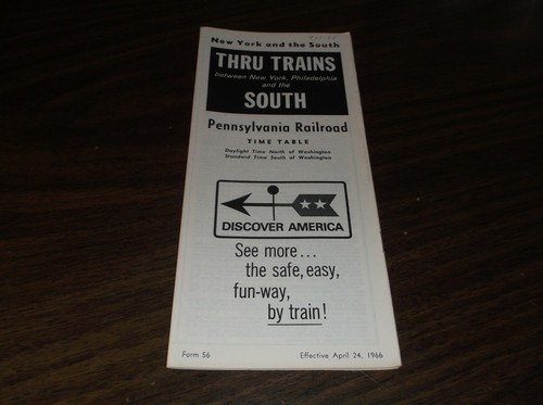 APRIL 1966 PRR PENNSYLVANIA RAILROAD FORM 56 THROUGH TRAINS SOUTH | eBay