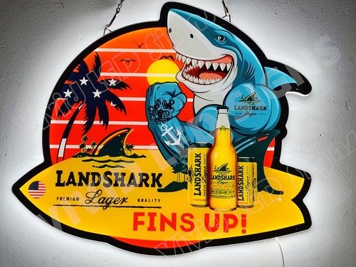 Landshark Lager Beer Fins Up 2D LED 20"x20" Neon Sign Light Lamp Bar ...