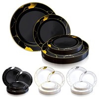 Elegant Vintage Disposable Plastic Plates Wedding Party Value Sets 120 ...