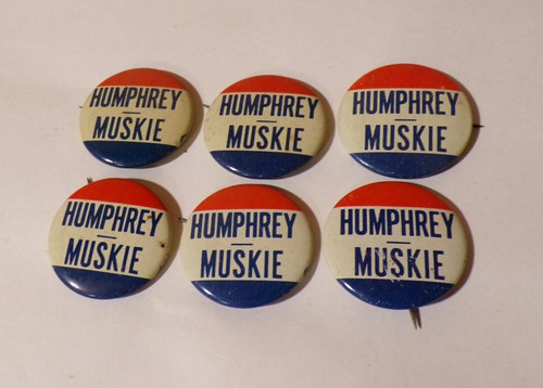 1968 Humphrey-Muskie Democratic Lot 6 Pinback Buttons US Political ...