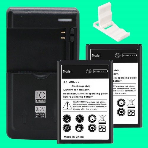 Extended Slim 2x 1350mAh Battery Charger f Alcatel OT-155 OT-890 OT-808 ...