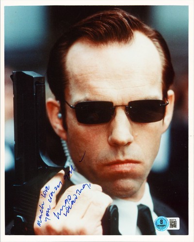 Hugo Weaving The Matrix "Much Love You Crazy Gal" Signed 8x10 Photo BAS ...